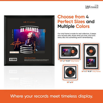 12x12" White Swept Vinyl Record Frame For 12 Inch LP Album Covers ...