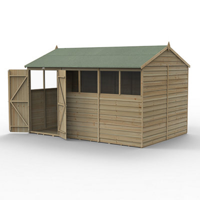 12x8 4LIFE Reverse Apex Shed 25yr Guarantee Overlap Pressure Treated ...