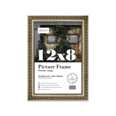 12x8 Champaign Ornate Picture Frame (30.5 x 20.3cm) Poster, Photo ...