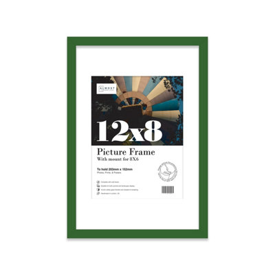 12x8" Green Frame With Mount for 8x6" Pictures 20mm Thin Edge Portrait ...