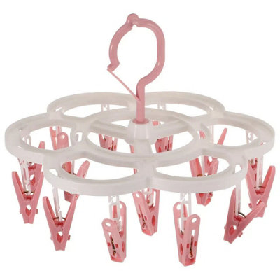 13 Clips Round Drying Rack Clothes Handle Foldable Laundry Hangers ...