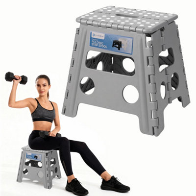 13 Inch Folding Step Stool with Carry Handle, Plastic Camping Stool ...