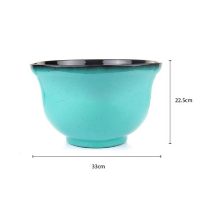 13 Inch Modern Speckled Bowl Plastic Planter - Turquoise Round Garden ...