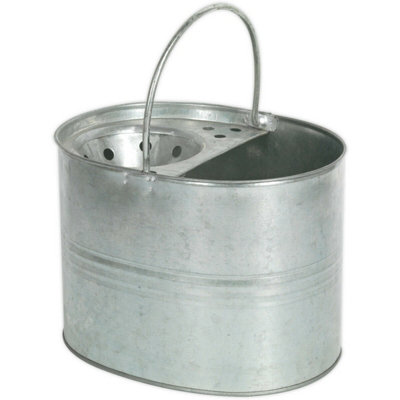 13 Litre Heavy Duty Galvanized Mop Bucket - Mop Head Wringer - Carry Handle