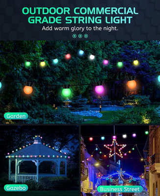 13 Meters RGB String Light Kit, 5V 5W (20 RGB Bulbs + IR Remote + UK ...