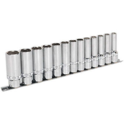 13 PACK DEEP Socket Set 1/2" Metric Square Drive - 6 Point LOCK-ON ...