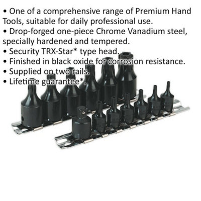 13 PACK TRX Star SECURITY Socket Bit Set - 1/4" & 3/8" Square Drive ...