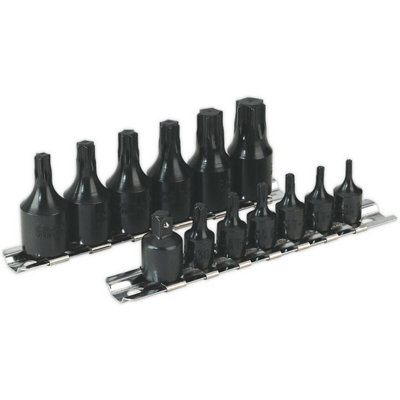 13 PACK TRX Star Socket Bit Set - 1/4" & 3/8" Square Drive - BLACK OXIDE T10 T60 | DIY at B&Q