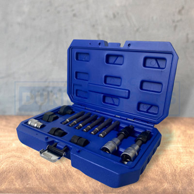 13 Piece Alternator Free Wheel Pulley Removal Car Garage Tool Bit Kit Set