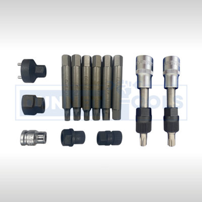 13 Piece Alternator Free Wheel Pulley Removal Car Garage Tool Bit Kit Set