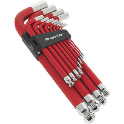 13-Piece Long Jumbo Ball-End Hex Key Set with Anti-Slip Coating - Sizes ...