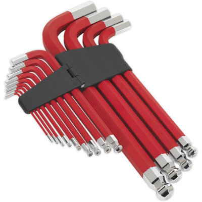 13-Piece Long Jumbo Ball-End Hex Key Set with Anti-Slip Coating - Sizes ...