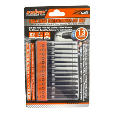 13-Piece Torx Head Screwdriver Bit Set