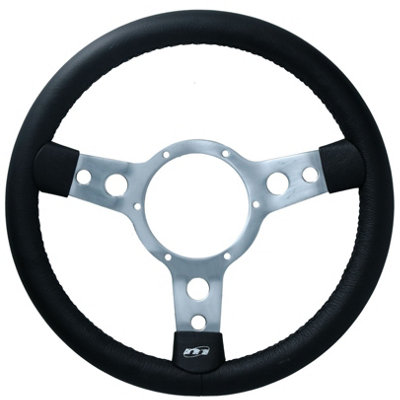 13" Traditional Classic Car Steering Wheel Black Vinyl 3 Spoke Centre 6 ...