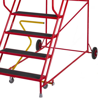 13 Tread Heavy Duty Mobile Warehouse Safety Ladder with Anti-Slip Steps