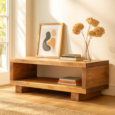 130x30cm TORIE Solid Wood Chunky TV Unit