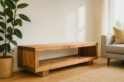 130x30cm TORIE Solid Wood Chunky TV Unit