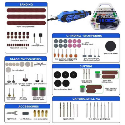 135W Rotary Tool Kit with 252 Accessories Engraver Sander Polisher
