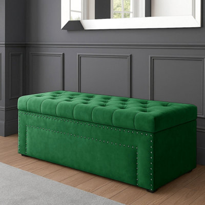 137cm Duke Ottoman Storage Box -Upholstered Blanket Box - Forest Green ...