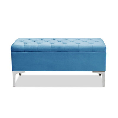 137cm Modena Ottoman bench with Storage and Triangle Metal Legs - Duck ...
