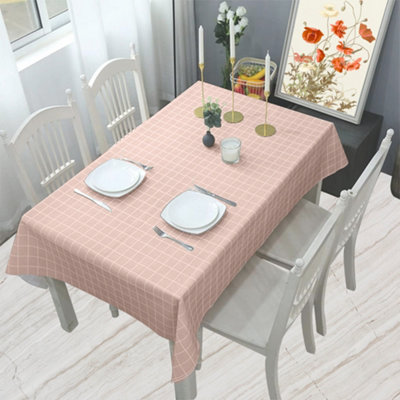 137cm x 180cm Checkered Rectangular Tablecloth, PVC Plastic Table Cover ...