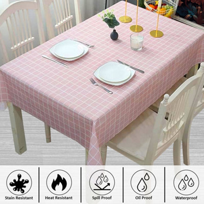 137cm x 180cm Checkered Rectangular Tablecloth, PVC Plastic Table Cover ...