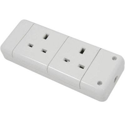 13A 2 Way Dual Gang Trailing UK Socket Mains Power Extension Connector ...