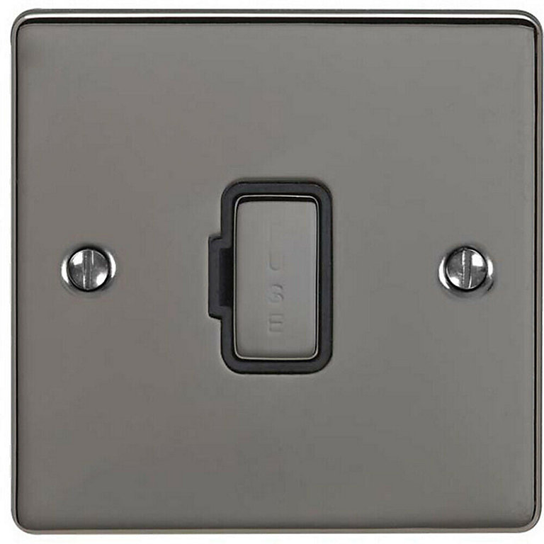 13A DP Unswitched Fuse Spur BLACK NICKEL & Black Mains Isolation Wall ... 13A DP Unswitched Fuse Spur BLACK NICKEL & Black Mains Isolation Wall ...