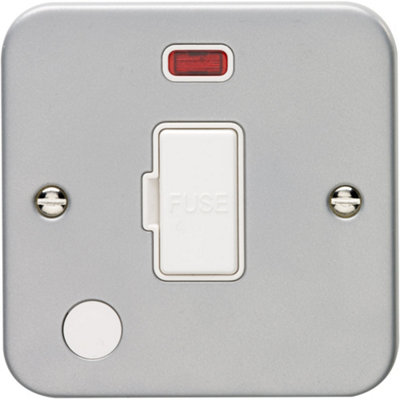 13A DP Unswitched Fuse Spur Flex Outlet & Neon HEAVY DUTY METAL CLAD ...