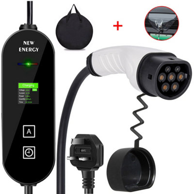 13A Portable Type 2 EV Charging Cable with UK 3 Pin Plug for Electric ...