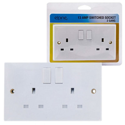 13Amp Socket Double Switch Plug 2 Gang Power Electric Wall Home Power ...