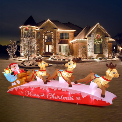 13ft Inflatable Santa and Rudolf Christmas Yard Decoration Outdoor Xmas ...