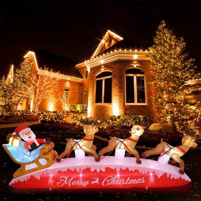 13ft Inflatable Santa and Rudolf Christmas Yard Decoration Outdoor Xmas ...