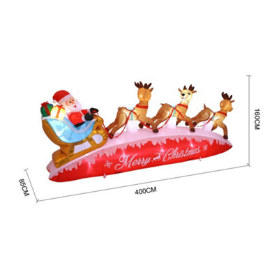 13ft Inflatable Santa and Rudolf Christmas Yard Decoration Outdoor Xmas ...