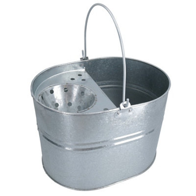 13L Galvanised Metal Mop Bucket Metal Kitchen Bathroom Home Floor Cleaning