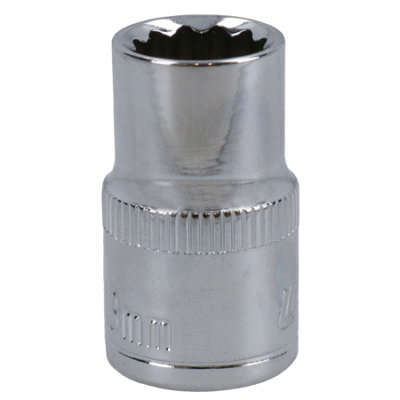 13mm 1/2in Drive Shallow Metric MM Socket 12 Sided Bi-Hex Knurled Ring