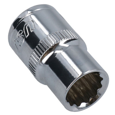 13mm 1/2in Drive Shallow Metric MM Socket 12 Sided Bi-Hex Knurled Ring