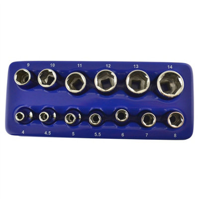 13pc 1/4" drive XI-ON sockets metric 4mm - 14mm suitable for rounded ...