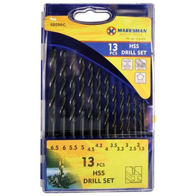 13Pc Hss Drill Bit Set Plastic Wood Metal Diy Power High Speed Hex ...