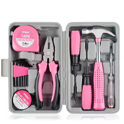 13PCS Tool Set General House hold Hand Tool Kit with Plastic Toolbox