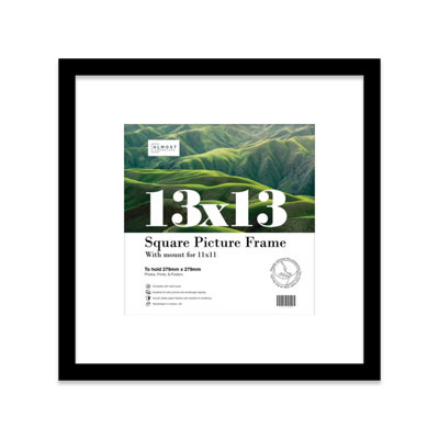 13x13" Black Picture Frame - 13x13" Square Frame with 11x11" Mount for ...
