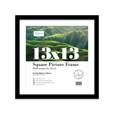 13x13" Black Picture Frame - 13x13" Square Frame with 12x12" Mount for ...