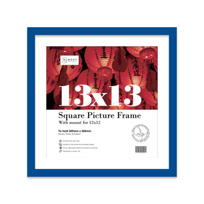 13x13" Blue Picture Frame - 13x13" Square Frame with 12x12" Mount for ...