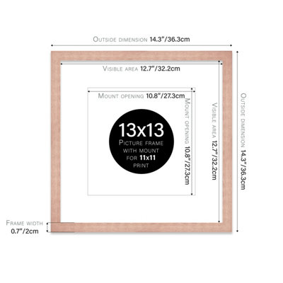 13x13" Bronze Picture Frame - 13x13" Square Frame with 11x11" Mount for ...