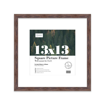 13x13" Walnut Picture Frame - 13x13" Square Frame with 11x11" Mount for ...