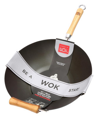 14"/36cm Pre-Seasoned Carbon Steel Wok
