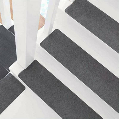 14 Pcs Dark Grey Felt Stair Treads Carpet Anti Slip Rectangular Stair ...