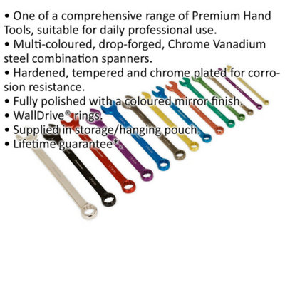 14-Piece Multi-Color Combination Spanner Set - Metric 12-Point Socket ...