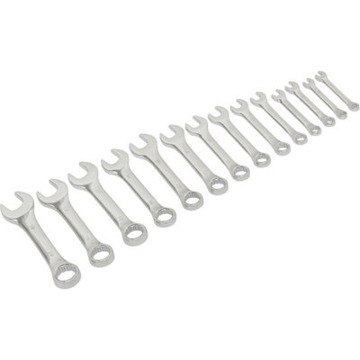 14-Piece Stubby Short Handled Combination Spanner Set - 12 Point Metric ...