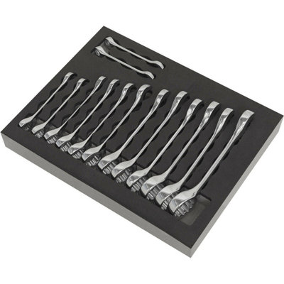 14-Piece Stubby Short Handled Combination Spanner Set - 12 Point Metric ...